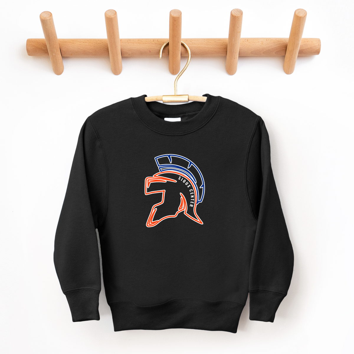 Helmet Outline Black Gildan Sweatshirt – Sioux Center Warriors